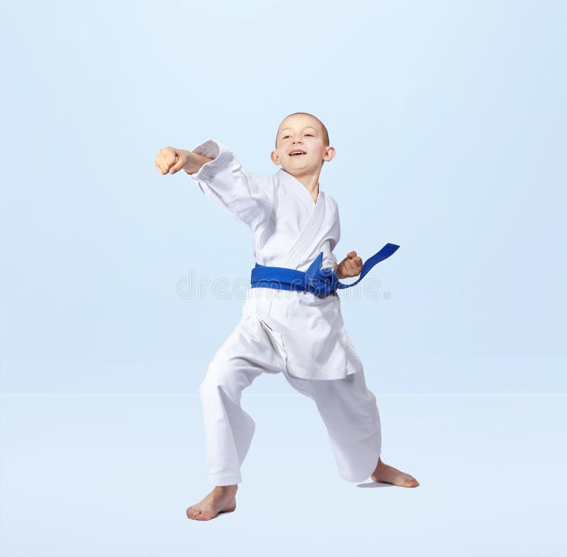 Straight Punch Hand in the Performance of Athletes on a White ...