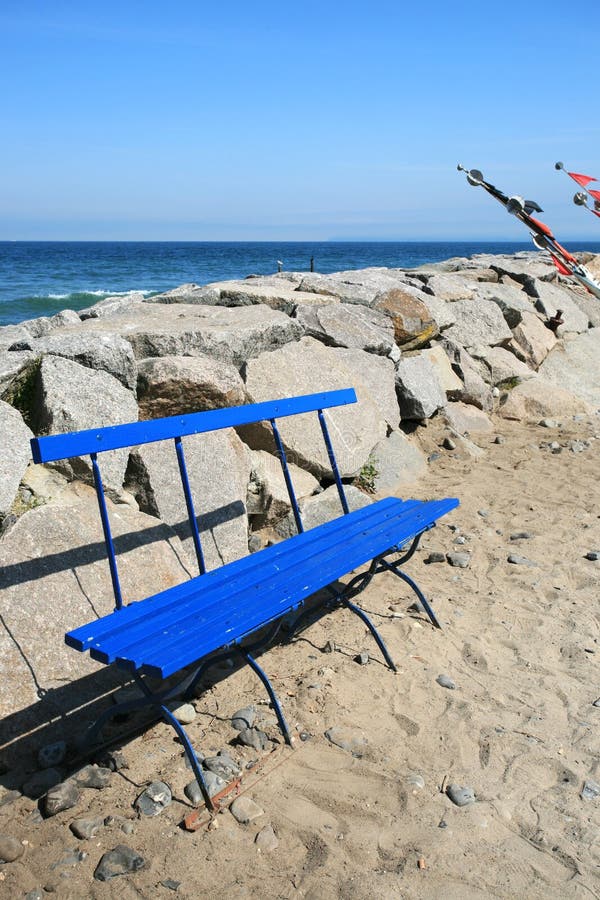 Blue bench stock image. Image of stone, vacation, baltic - 16349185