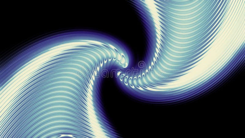 Blue Bending Light Rays Moving Away on a Black Background. Motion ...