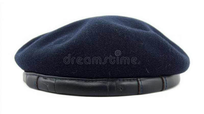 Blue Beret with Leather Trim Stock Photo - Image of beret, military ...