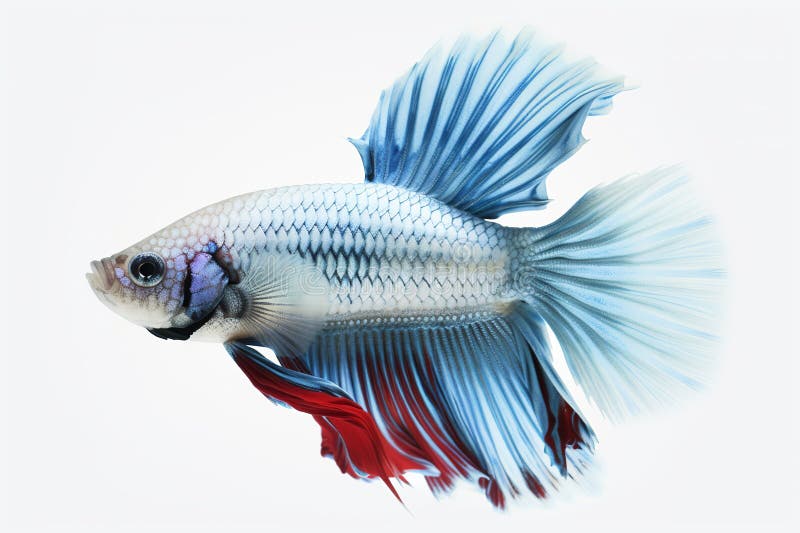 Blue Betta Fish Isolated on White Background Stock Illustration ...