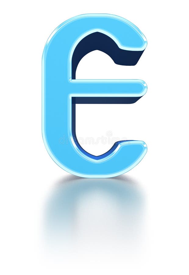 Blue Beveled Uppercase Letter.3D Font with Pale Surface Reflections ...