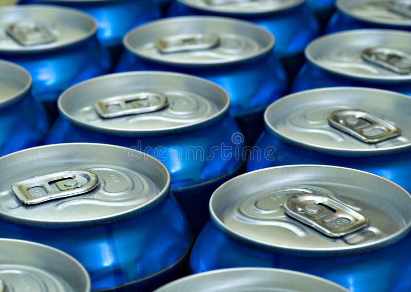 Blue beverage cans stock photo. Image of brewed, full - 9136876