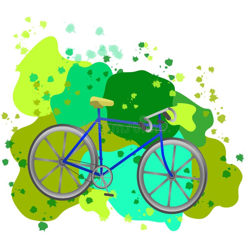 Blue bicycle on grass stock illustration. Illustration of outdoor ...