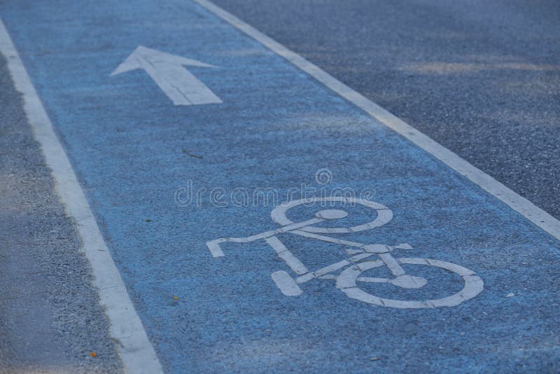 Bicycle lane on the road stock image. Image of line - 154067161