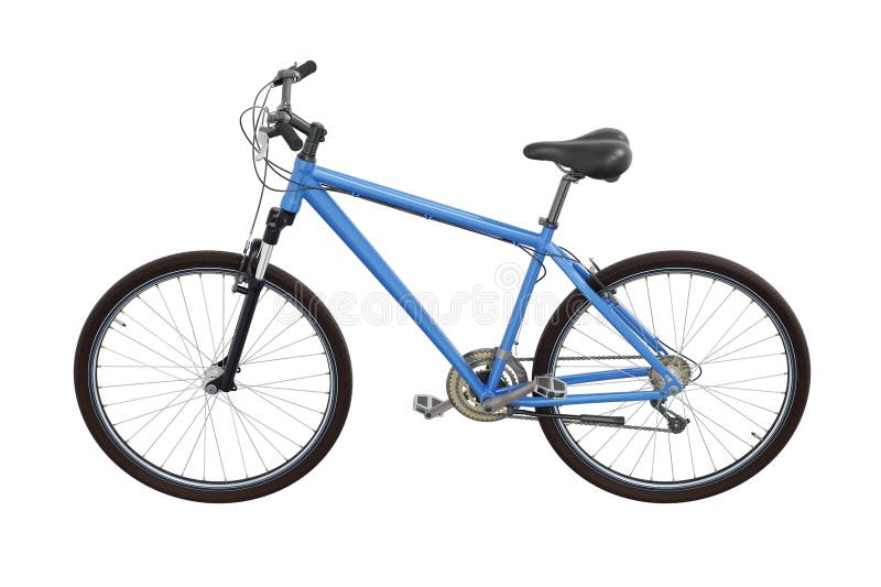 Blue Bicycle, Side View Isolated on White Background, 3D Illustration ...