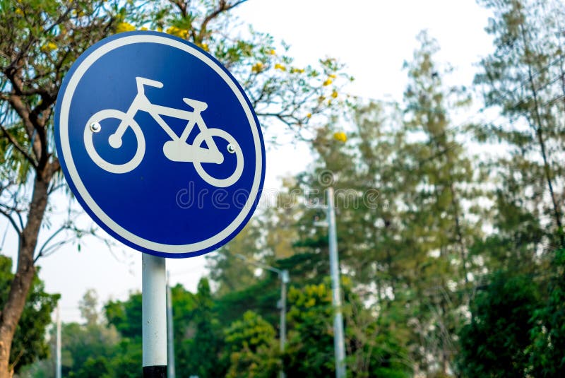 Bicycle sign in the park. stock photo. Image of lifestyle - 108775274