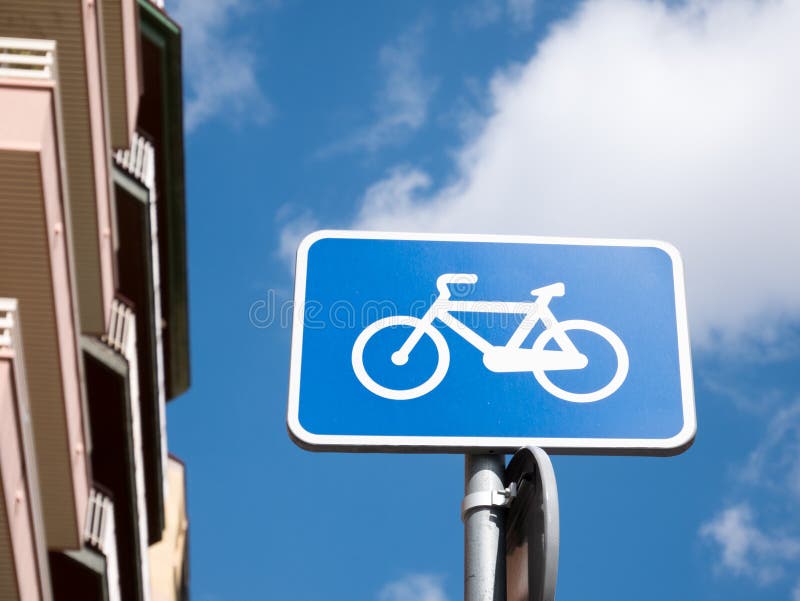 Blue Bicycle Signs stock photo. Image of isolated, information - 162865106