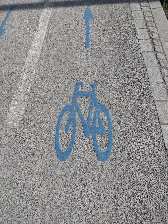 Blue Bike Road Sign in Luxembourg Stock Image - Image of path, walkway ...