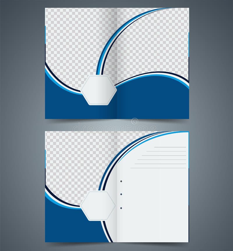 Blue Bifold Brochure Template Design, Business Leaflet, Booklet Stock ...