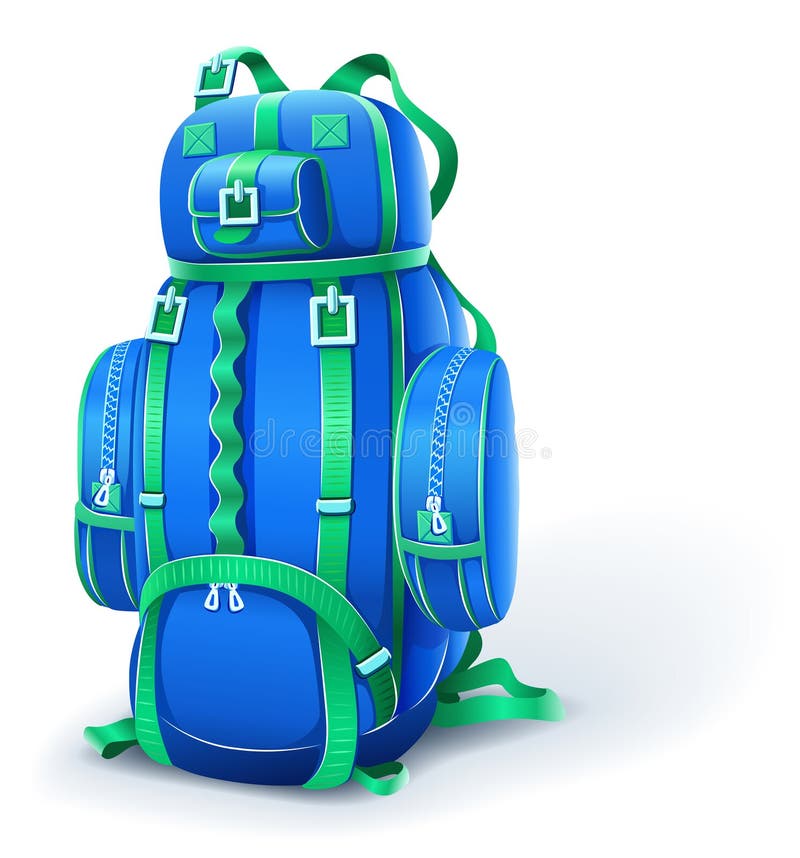 Blue Big Backpack for Travel Stock Illustration - Illustration of ...
