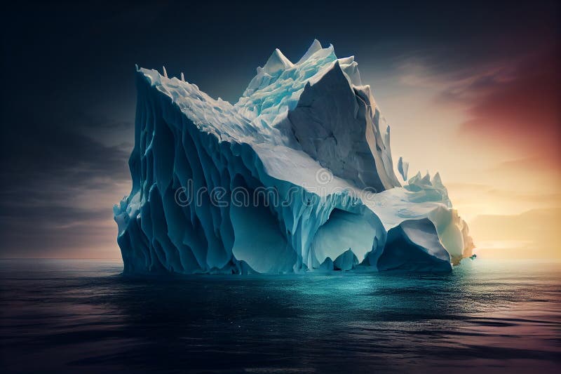 Blue Big Iceberg.generative Ai Stock Illustration - Illustration of ...