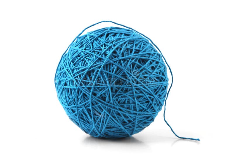 Blue Big Thread Ball Isolated on White Background. Stock Photo - Image ...