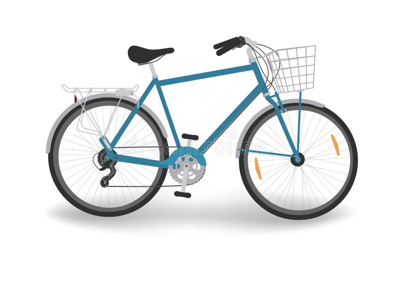 Blue bike with basket stock vector. Illustration of vector - 81963611
