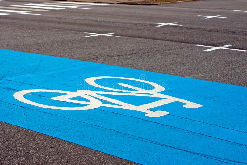 Blue bike lane stock photo. Image of land, bicycle, scene - 27101338