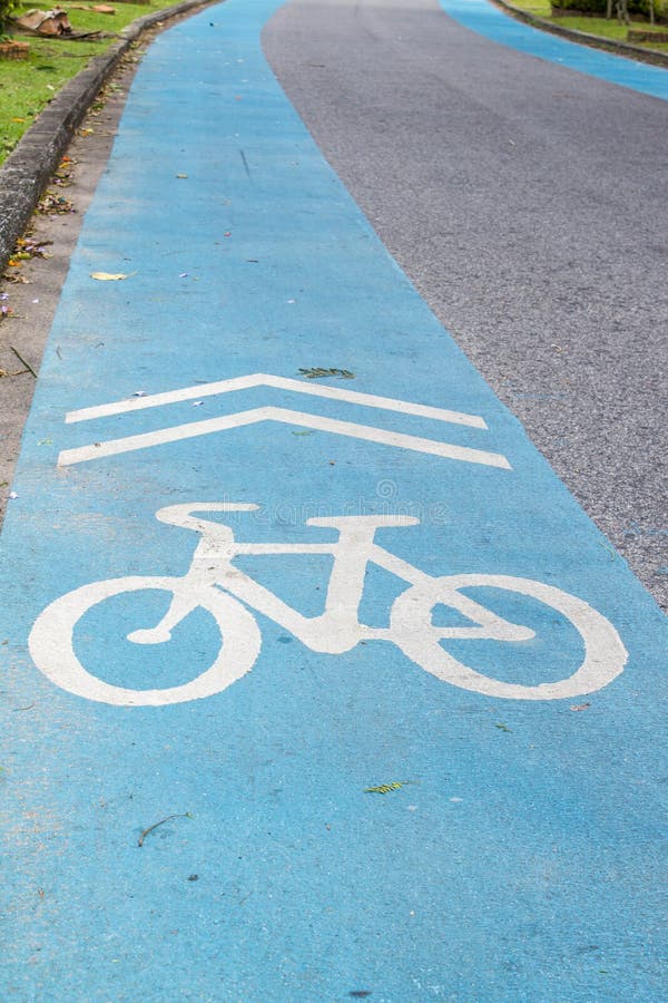 Blue bike lane stock image. Image of safety, vehicle - 70595787