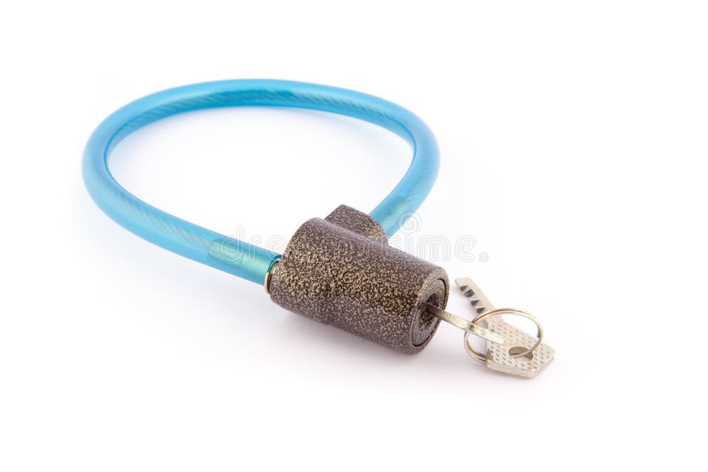 Blue bike lock stock image. Image of lane, protection - 12969201