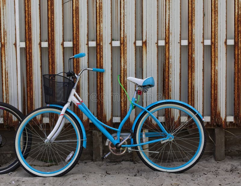 Blue Bike on Rusty Wall stock image. Image of bicycle - 143384507