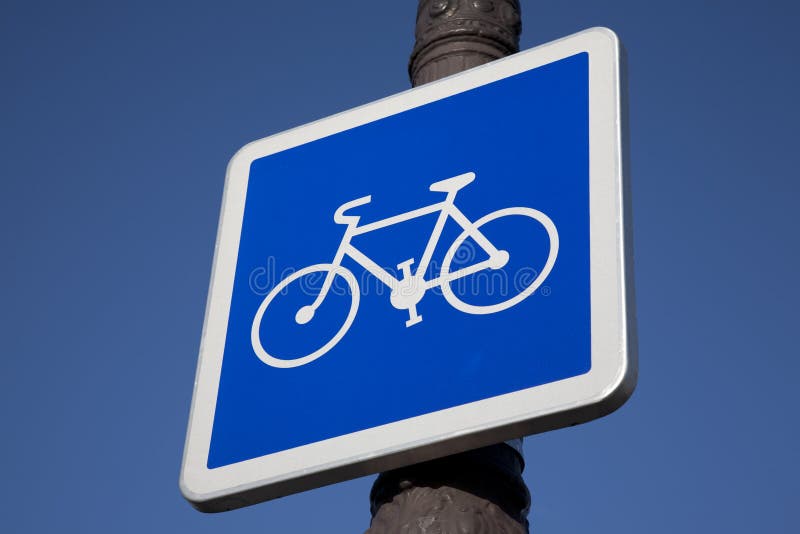 Blue Bike Sign stock image. Image of lane, cycle, street - 22654915