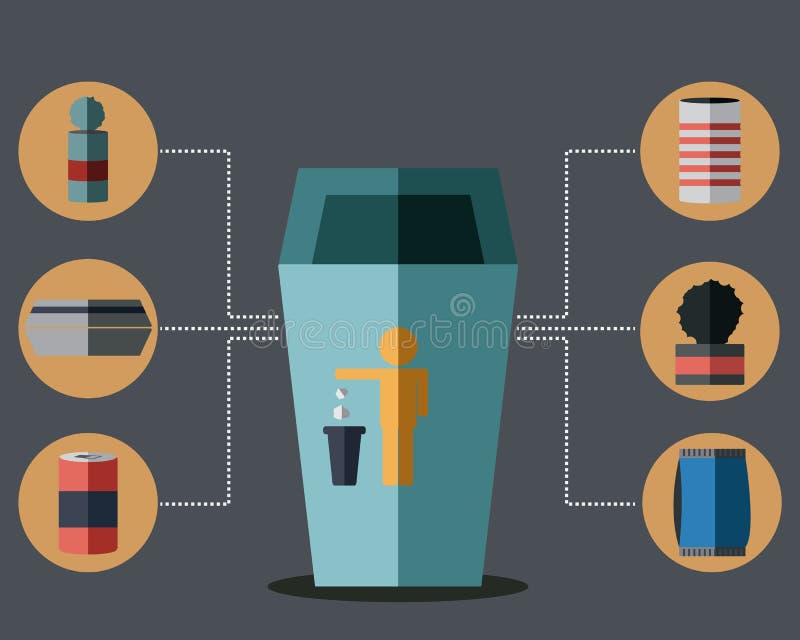 Blue Bin Concept Vector stock vector. Illustration of scrap - 41833861