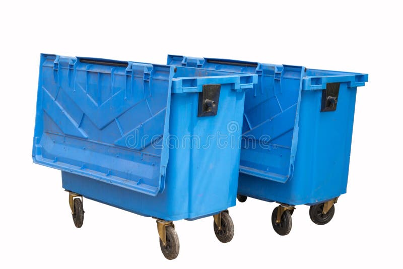 Blue bin isolated on white stock photo. Image of clean - 109089828