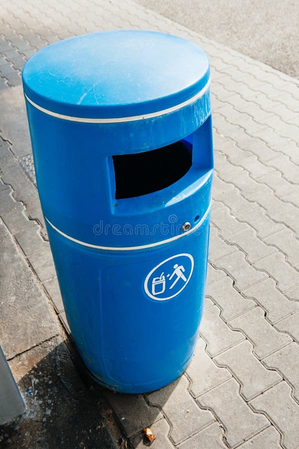 Blue bin made from plastic stock image. Image of silhouette - 55007573