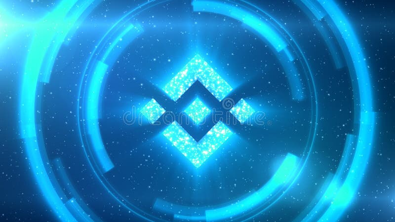 Blue Binance Coin Symbol on Space Background with HUD Elements ...