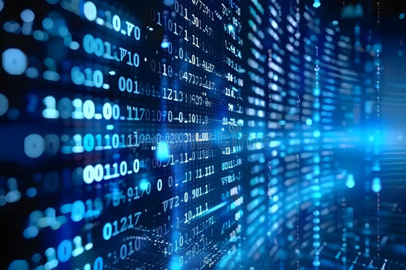 Blue Binary Code Abstract Binary Code Digital Binary Code Blue Data On Computer Screen Stock