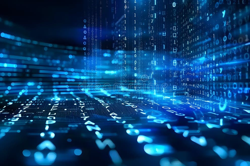 Blue Binary Code, Abstract Binary Code, Digital Binary Code, Blue Data on Computer Screen Stock ...