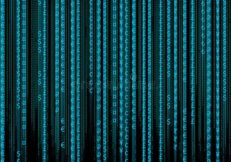 Blue Binary Code As A Matrix Isolated On Black Background A Stylized Image Of A Binary Code