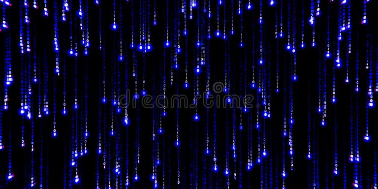 Blue Binary Code on Black Background, Digital Data Stream, Futuristic Technology, Abstract Cyber ...