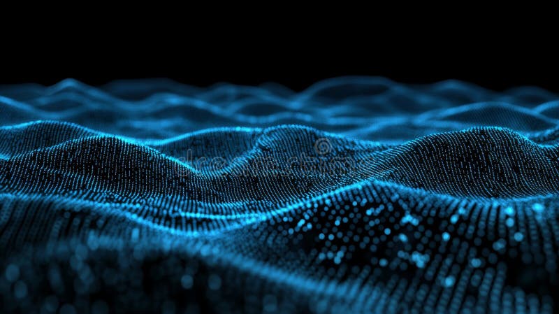 Blue Binary Code Cascades in a Hypnotic Digital Rain, Generating an ...