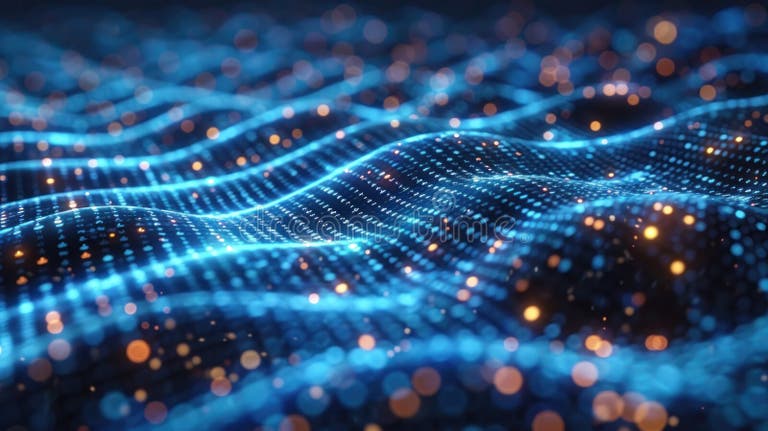 Blue Binary Code on Computer Screen Background Stock Illustration ...