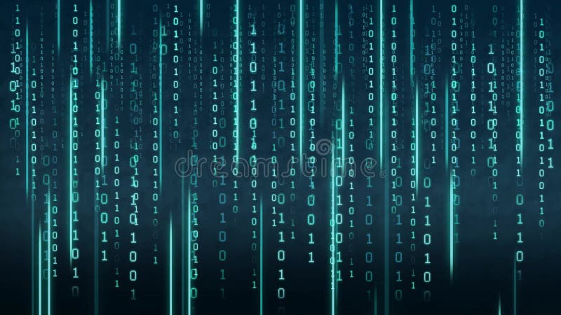 Binary Code On A Dark Background Abstract Animated Background From Particles Of A Computer