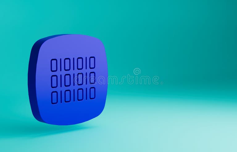 Blue Binary Code Icon Isolated on Blue Background. Minimalism Concept Stock Illustration ...