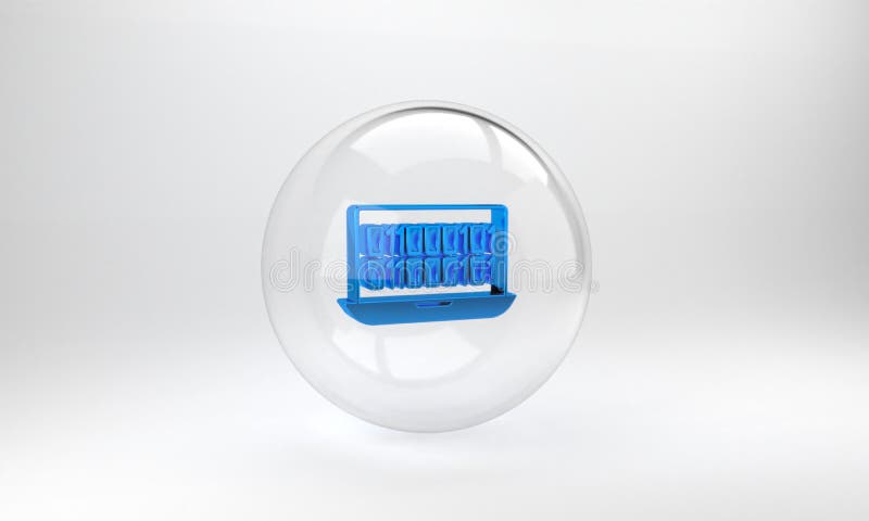 Blue Binary Code Icon Isolated on Grey Background. Glass Circle Button ...
