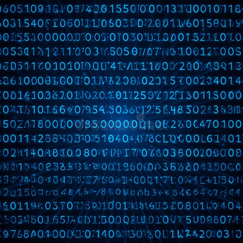 Blue Binary Code Pattern With Soft Glow On Dark Tech Background Stock