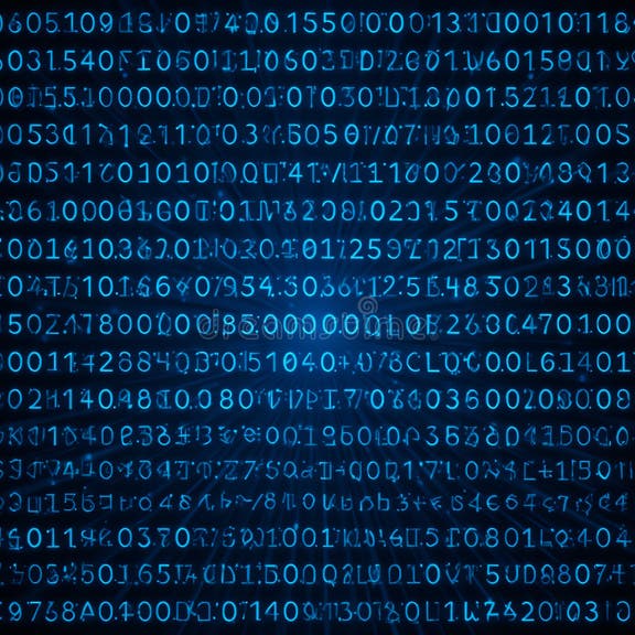 Blue Binary Code Pattern with Soft Glow on Dark Tech Background Stock Illustration ...