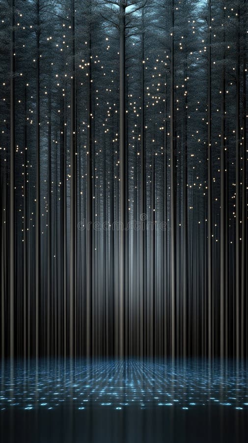 Blue Binary Code Pours Down in a Mesmerizing Digital Rain, Creating an ...