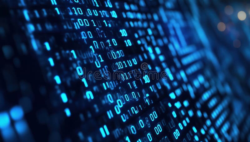 Blue Binary Data Display on Monitor Stock Image - Image of technology, cyber: 394415119