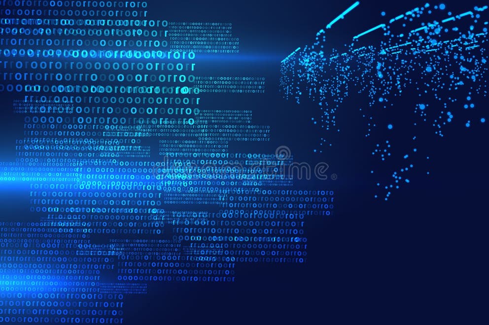 Blue Binary Data Software Programming Code Background. Random Parts of Program Code. Digital ...