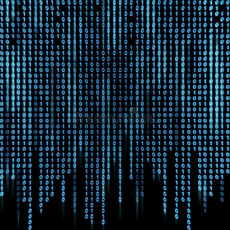 Blue Binary Stream on the Screen. Stock Illustration - Illustration of ...