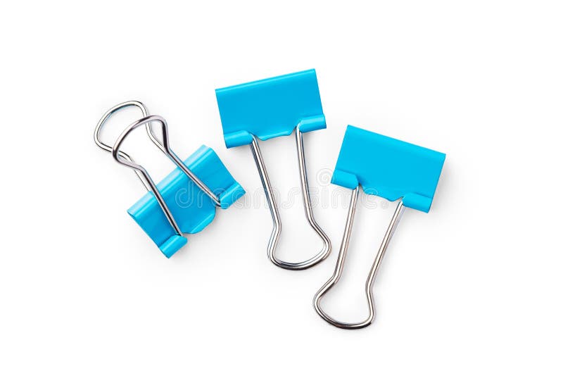 Blue Binder Clips Isolated on White Background Stock Image - Image of ...