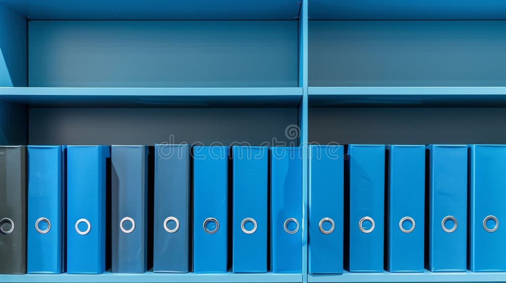 Blue Binders on Shelf, Office Organization, Storage System Stock ...