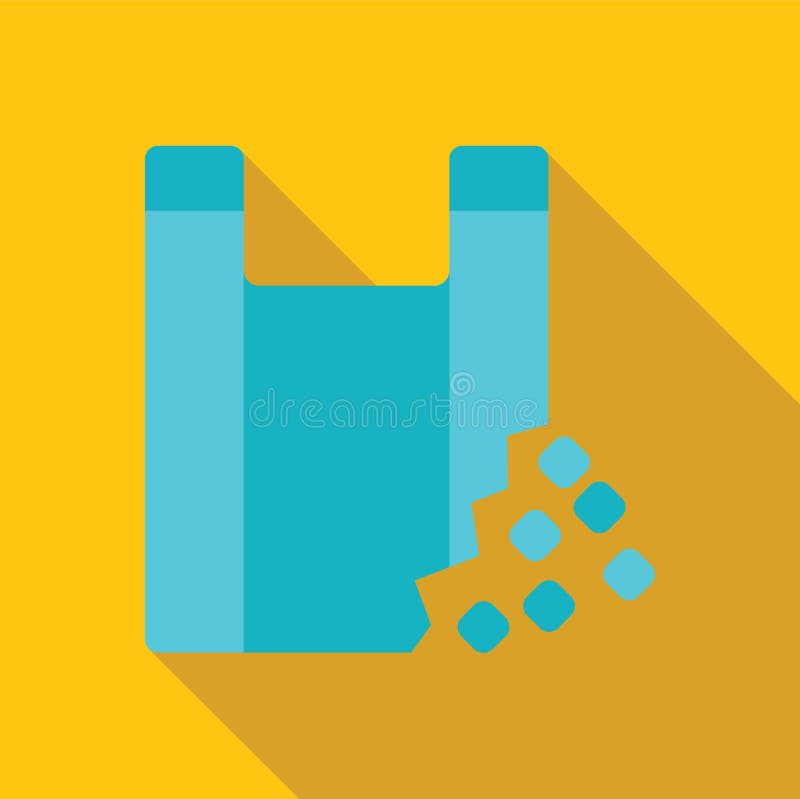 Blue Biodegradable Plastic Bag Disintegrating on Yellow Background ...