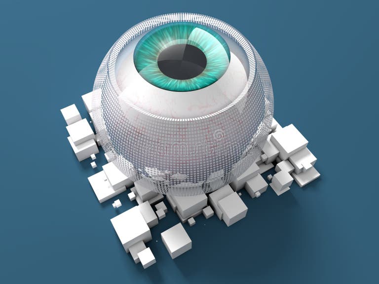 Blue Bionic Eye stock illustration. Illustration of implant - 91793752