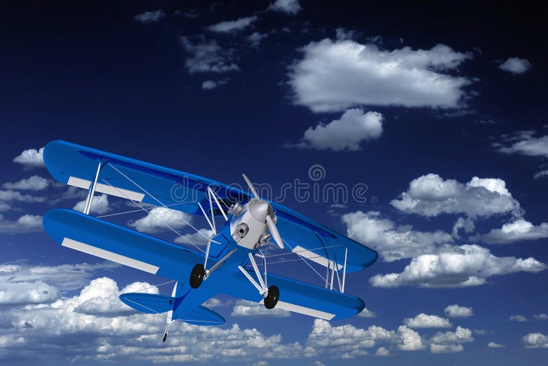 Blue Biplane on the Sky stock illustration. Illustration of fighter ...