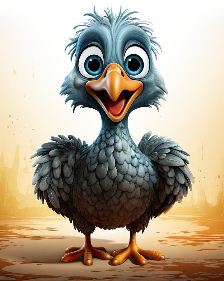 A Blue Bird with Big Eyes and a Frown on Its Face is Standing Upright ...