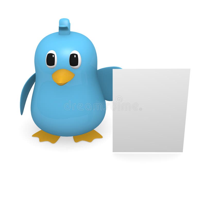 Blue Bird with a Blank Sign Stock Illustration - Illustration of chat ...
