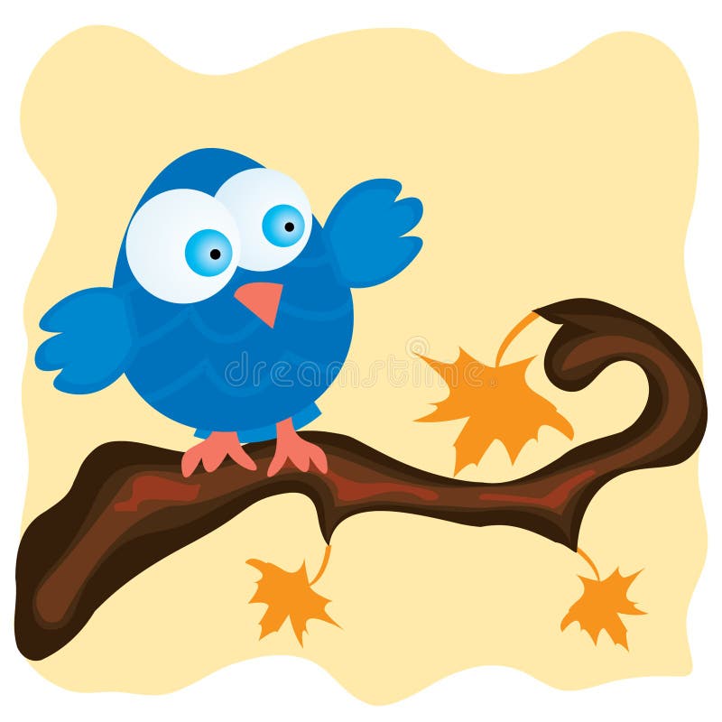 Blue Bird on Branch stock vector. Illustration of icon - 36559593